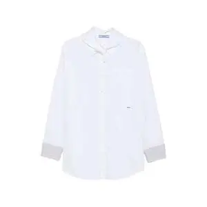 Prada Cotton Shirt With Striped Cuffs - White