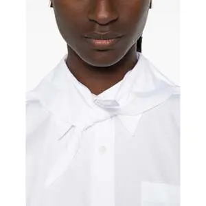 Prada Cotton Shirt With Striped Cuffs - White
