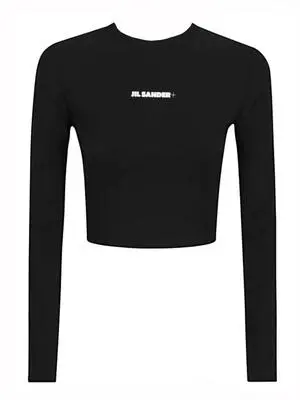 JIL SANDER Cropped Top With Logo - Black
