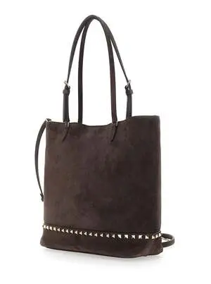 Valentino Garavani Medium Tote | Rockstud | Suede S./platinum Studs - Multicolor