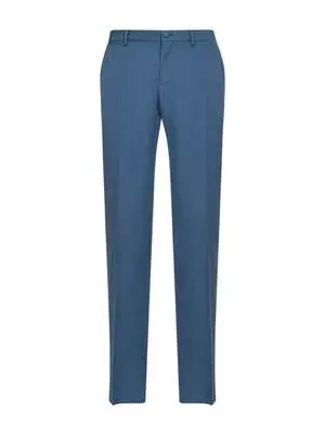 Dolce & Gabbana Avio Blue Virgin Wool Classic Trousers - Multicolor