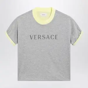 Versace Reversible Grey/yellow Cotton Jersey T-shirt - Gray