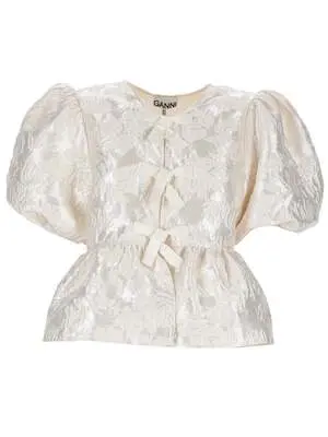 GANNI Top Peplum - Cream