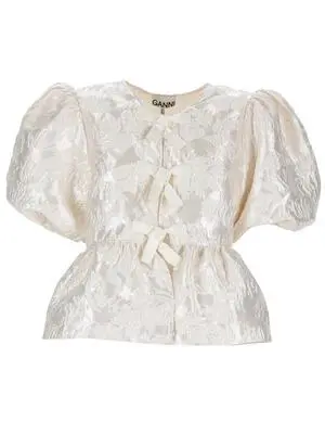 GANNI Top Peplum - Cream