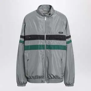 Miu Miu Tech Silk Blouson In Lead Grey - Gray
