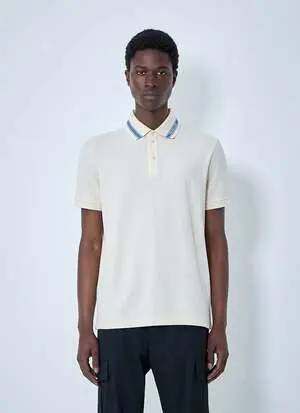 Moncler Polo Shirt With Contrast Collar - White