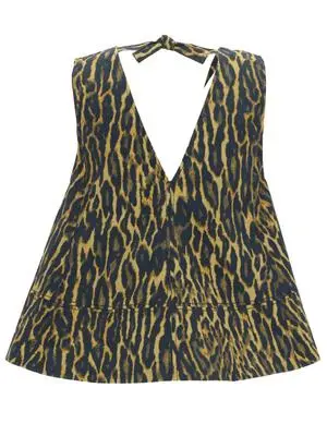 GANNI Animal Print Top - Multicolor