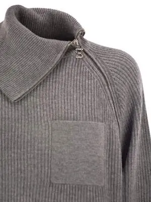 Sportmax Salpa Cashmere-blend Zip Sweater - Gray