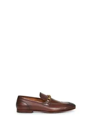 Gucci Dark Brown Leather Jordaan Loafers - Multicolor