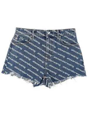 Alexander Wang Logo Print Denim Shorts