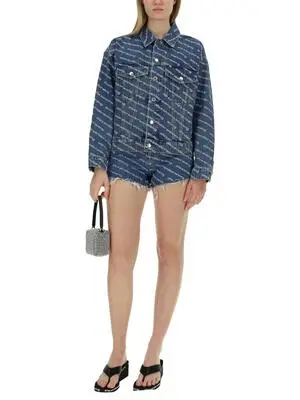 Alexander Wang Logo Print Denim Shorts