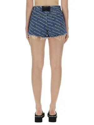 Alexander Wang Logo Print Denim Shorts