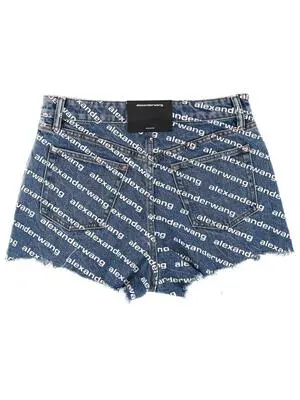 Alexander Wang Logo Print Denim Shorts