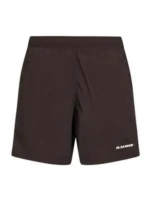 JIL SANDER Brown Stretch Nylon Logo Swim Shorts - Multicolor