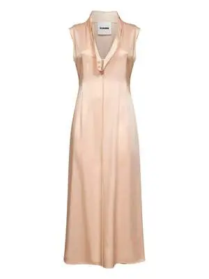 JIL SANDER Pink Satin Fluid Midi Sleeveless Dress - Multicolor