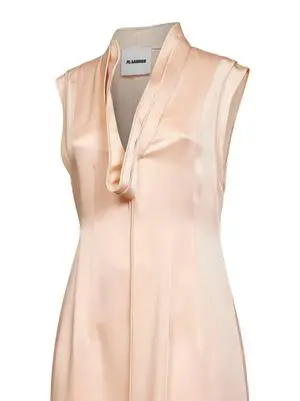 JIL SANDER Satin Fluid Midi Sleeveless Dress - Multicolor