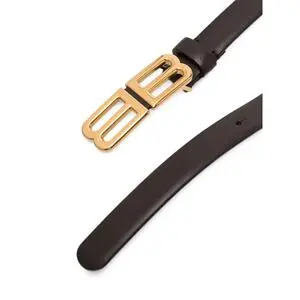 Balenciaga Leather Logo Belt - Brown