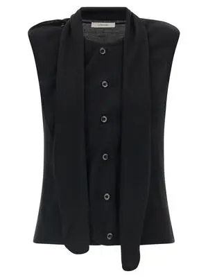 LEMAIRE Draped Panel Vest - Black