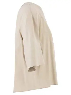 Max Mara Mxpsospiro Linen And Viscose V-neck Blouse - Cream