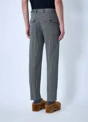 Dries Van Noten Penwick Herringbone Wool Trousers