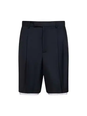 JIL SANDER Blue Wool Canvas Double-layer Shorts