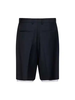 JIL SANDER Blue Wool Canvas Double-layer Shorts