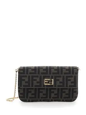 Fendi Wallet On Chjain Ff Jacquard - Black