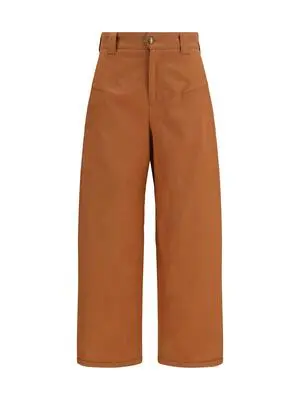 Chloé Cotton Canvas Barrel-leg Pants - Orange