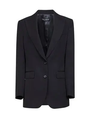 Dolce & Gabbana Black Wool Gabardine Jacket - Multicolor