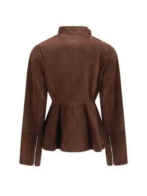 Alaïa Peplum Jacket In Suede Goatskin