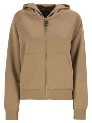 Max Mara Hooded Zip-up Jersey Sweatshirt - Brown