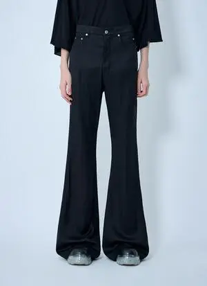 Rick Owens Flared Trousers In Smooth Weave