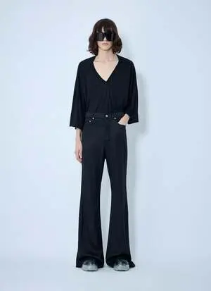Rick Owens Flared Trousers In Smooth Weave