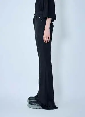 Rick Owens Flared Trousers In Smooth Weave