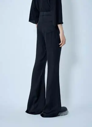 Rick Owens Flared Trousers In Smooth Weave