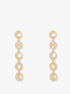 Chloé Brass Script Earrings - Multicolor