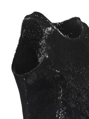 TOTEME Black Sequin Curved Tank Top