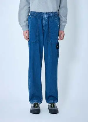 Stone Island Elasticated Denim Cargo Trousers - Blue
