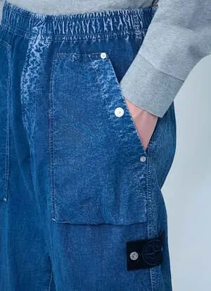 Stone Island Elasticated Denim Cargo Trousers - Blue