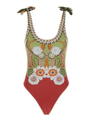 La DoubleJ La Doublej Women One-Piece Swimsuit With V-Neck And Thin Straps, Multicolor. Multicolor