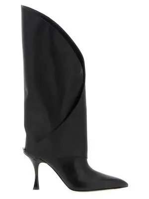 Balmain Twist Calf Leather Boots - Black