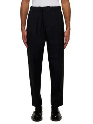 JIL SANDER Blue Gabardine Tapered Trousers