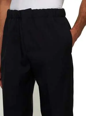 JIL SANDER Blue Gabardine Tapered Trousers