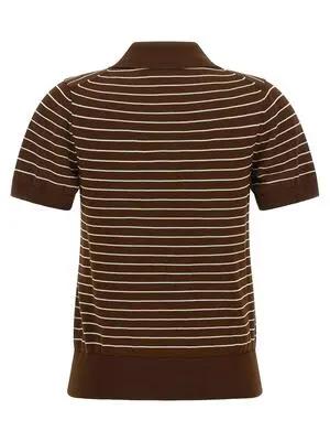 A.p.c. Striped Knit Polo Shirt - Brown