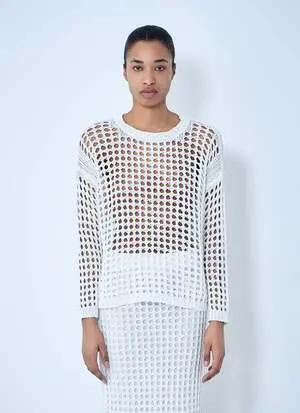 Max Mara Open-knit Cotton Blend Jumper - White