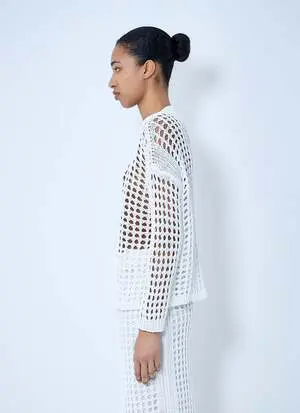 Max Mara Open-knit Cotton Blend Jumper - White