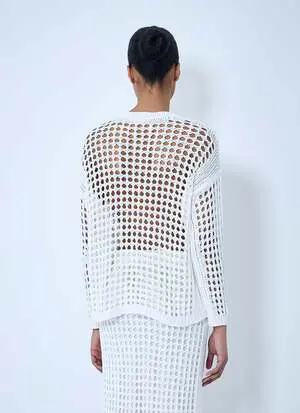 Max Mara Open-knit Cotton Blend Jumper - White
