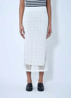 Max Mara Crochet Midi Skirt - White