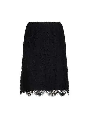 Chloé Black Floral Lace Straight Skirt - Multicolor