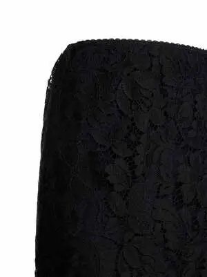 Chloé Black Floral Lace Straight Skirt - Multicolor